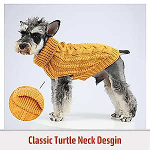 Dog Sweater Turtleneck Classic Cable Knitted Warm Pet Sweater for Fall Winter