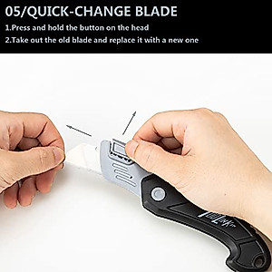 1-Pack Folding Utility Knife, Quick Change Box Cutter with Sharp Blade, Lock Back and Comfortable Handle, Compact Safety Box Cutter for Carton, Cardboard, String and Boxes