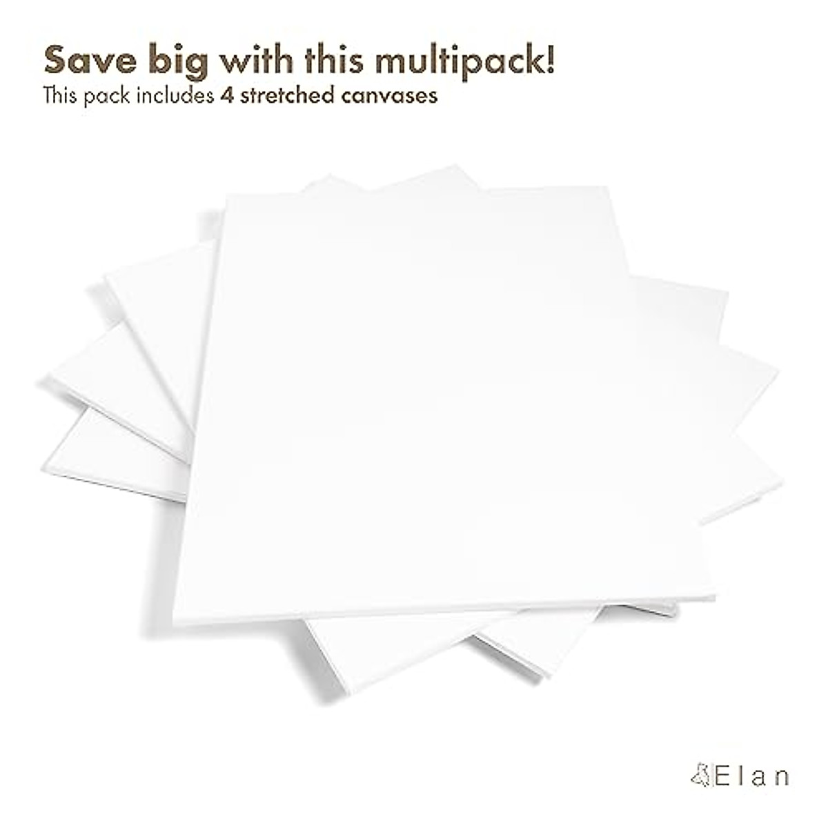 Elan Stretched Canvases 24x32, 4-Pack Canvases for Painting, Painting Canvas Bulk, Stretched Canvas for Adults Blank Canvas for Painting, Painting Canvases Paint Canvases for Painting Art Canvas