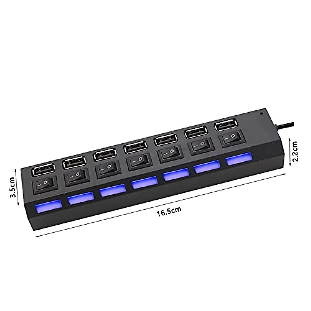 CUJUX USB Power Adapter 7 Port Multiple Expander 2.0 USB Hub with Switch for PC Multi-Interface (Color : Black)