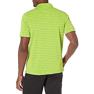 Amazon Essentials Men's Slim-Fit Quick-Dry Golf Polo Shirt - Discontinued Colors, Lime Green Stripe, Large