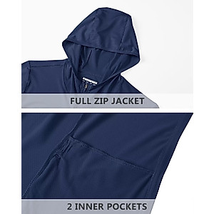 KEFITEVD UPF Shirt Women Long Sleeve UPF 50+ Sun Protection Hoodie Jacket Outdoor Workout Tops for Women Hooded Fishing Shirt Dry Fit Shirts Women Navy