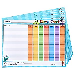 6 Pack Dry Erase Chore Chart for Kids, Reusable Behavior Reward Board with Self-Adhesive for Classroom, Monster Designs (14.5 x 11 in)