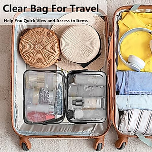 Lermende 3pcs TSA Approved Toiletry Bag with Zipper Travel Luggage Pouch Carry On Clear Airport Airline Compliant Bag Travel Cosmetic Makeup Bags for Men Women (Black)