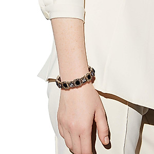 EleQueen Women's Wedding Bridal Vintage Inspired Black Austrian Crystal Tennis Bracelets