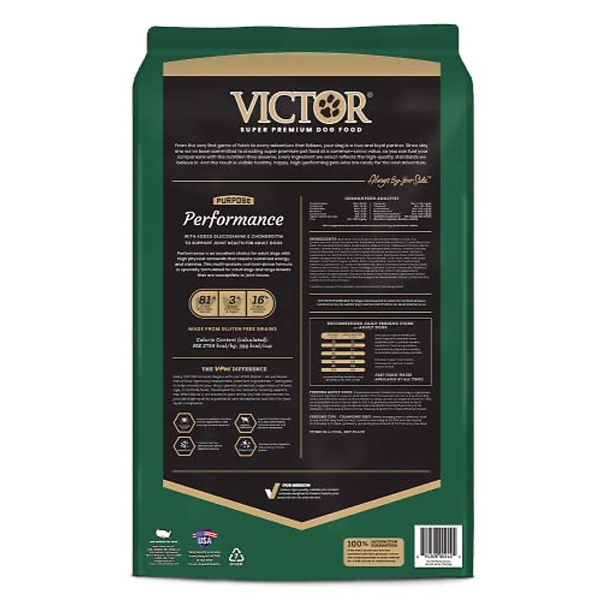 Victor Super Premium Dog Food – Performance Dry Dog Food – 26% Protein for Active Adult Dogs – Includes Glucosamine and Chondroitin for Hip and Joint Health, 40lbs