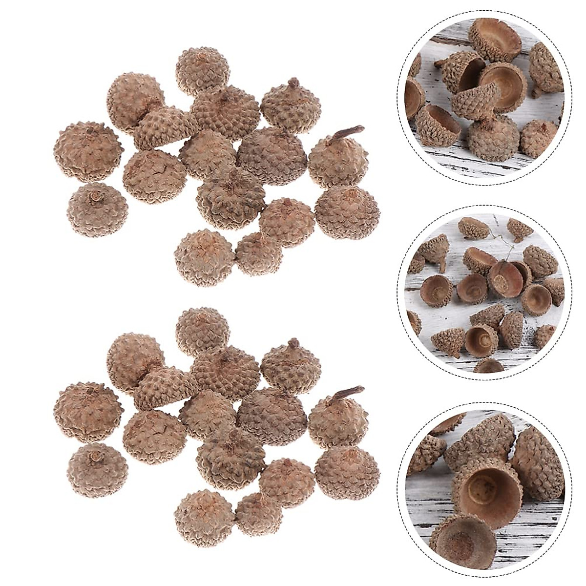 Yardwe Natural Acorn Caps Acorn Hats: 80Pcs Tops Small Fake Acorn Caps for Crafting Decoration DIY Christmas Weddings Crafts