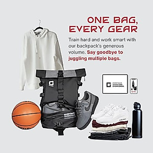 OVER3 Basketball Backpack - 60L with Shoe & Laptop Compartment - Versatile Bag for Basketball, Soccer, Volleyball, Football and Travel - Men & Women - Black