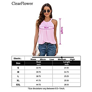 ClearFlower Womens Halter Barbie Tank Tops Summer High Neck Pleated Sleeveless Cami Shirts Tops 01-4-Pink S