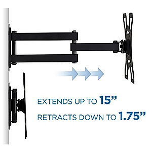 Mount-It! TV Wall Mount Bracket with Full Motion Arm Fits 13-42” Flat Screen TVs VESA 75, 100, 200, 55lb Weight Capacity WITH 15" EXTENSION