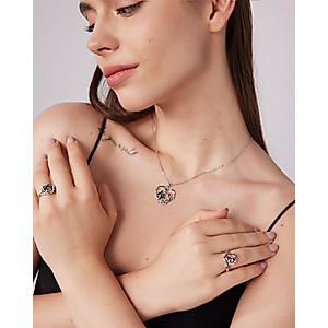 JZSANTI 925-Sterling-Silver Nightmare Necklace Gifts for Women - Jack And Sally Skull Rose Flower Heart Pendant Skellington Jewelry Nightmare Necklace Before Christmas Gifts for Wife Her