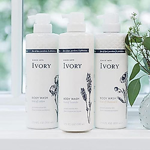 Ivory Moisturizing Body Wash Hint of Cotton, 17.9 Fl oz