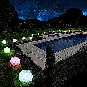 ZKI Solar Big Ball Light, Courtyard Solar Lights Decoration, High-end, Luxurious Atmosphere, Marble Pattern, Suitable for Gardens, Courtyards, Patio, Swimming Pools Side. (Diameter 7.8 INCH)