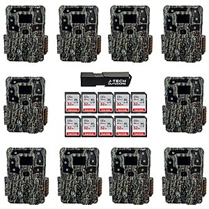 (10) Browning Strike Force Pro X 1080 Trail Game Camera Bundle Includes 32GB Memory Card and J-TECH Card Reader (24MP) | BTC5PX1080
