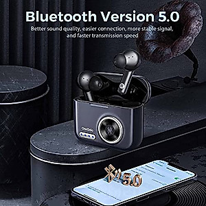 OneOdio True Wireless Earbuds, F2 Wireless Headphones,10mm Drivers with Deep Bass, 48H Playtime, Tiny Size Wireless Earbuds for Commute, Work, Workout, Running Grey