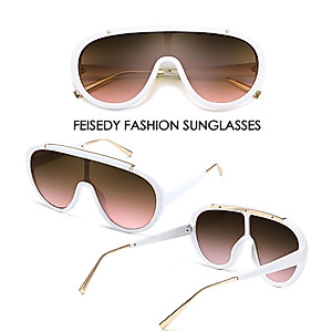 FEISEDY Sunglasses Women Oversized One Piece Frame UV400 Sun Glasses Trendy Retro Shades B2580