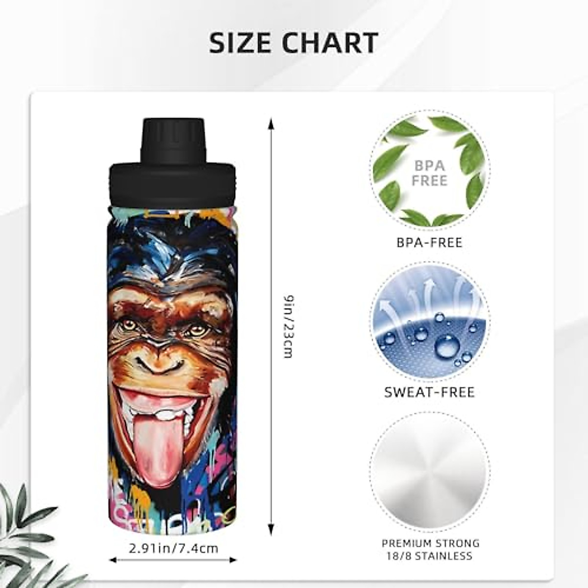 Eevikion Banksy Artist Graffiti Stainless Steel Insulated Tumbler Sports Water Bottle Hot and Cold Travel Cup 18oz