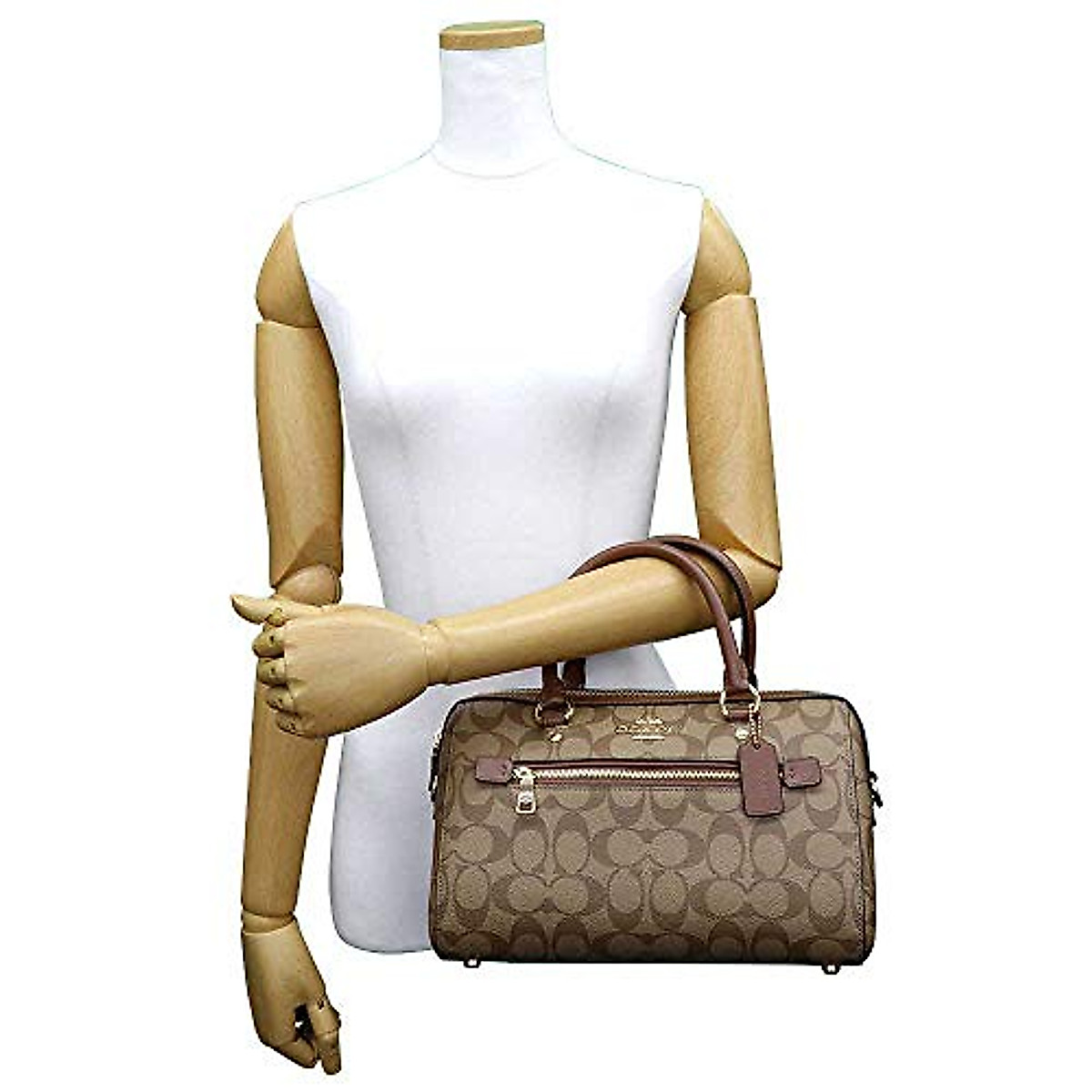 COACH Rowan Satchel In Signature Canvas (IM/Khaki Saddle)