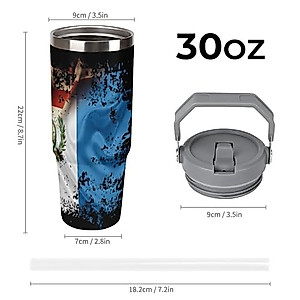 Combined Guatemala America Flag 1 30 OZ Insulated Tumblers with Handle And Straw Leakproof Vacuum Insulated Stainless Steel Water Bottle for Car Fishing Travel