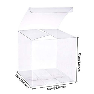 BENECREAT 10PCS Clear Wedding Favour Boxes 5x5x5 Square PVC Transparent Gift Boxes for Candy Chocolate Festival Gift Packaging