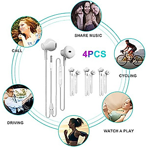 DZHJKIO Earbuds Wired in Ear Earphones Headphones with Microphone and Remote Noise Isolating, Stereo Pure Sound and Powerful Bass Fits All 3.5mm Interface Device (White)