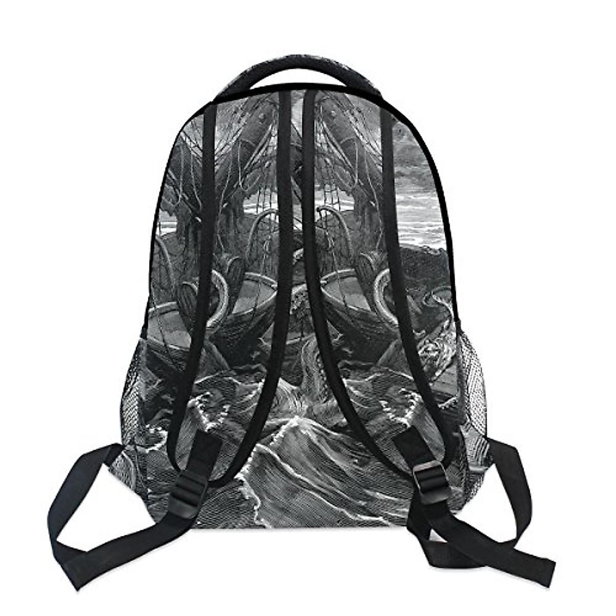 ZZKKO Sea Monster Kraken Black and White Boys Girls School Computer Backpacks Book Bag Travel Hiking Camping Daypack