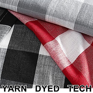 Jubilantex Black White Buffalo Check Semi Sheer Curtain Panels Gingham Plaid Textured Curtains Drapery,Farmhouse Grommet Window Drapes for Living Room Bedroom Kids Room,2 Panels,40"x63"