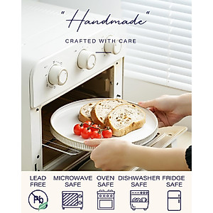 getstar 10.5” Ceramic Dinner Plates, Set of 4, Microwave & Dishwasher Safe, Salad Pasta Deep Plates with Embossments Set of 4