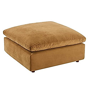 Modway Commix Down-Filled Overstuffed Performance Velvet Sectional Sofa Ottoman in Cognac
