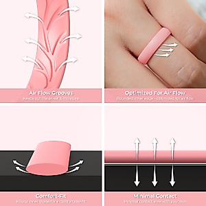 ThunderFit Women Silicone Wedding Rings, Breathable Leaf Cross Pattern Engagement Bands 4mm Wide 1.5mm Thick - 1/4 Variety Multipack (Pack E - Size 5.5-6 (16.5mm))