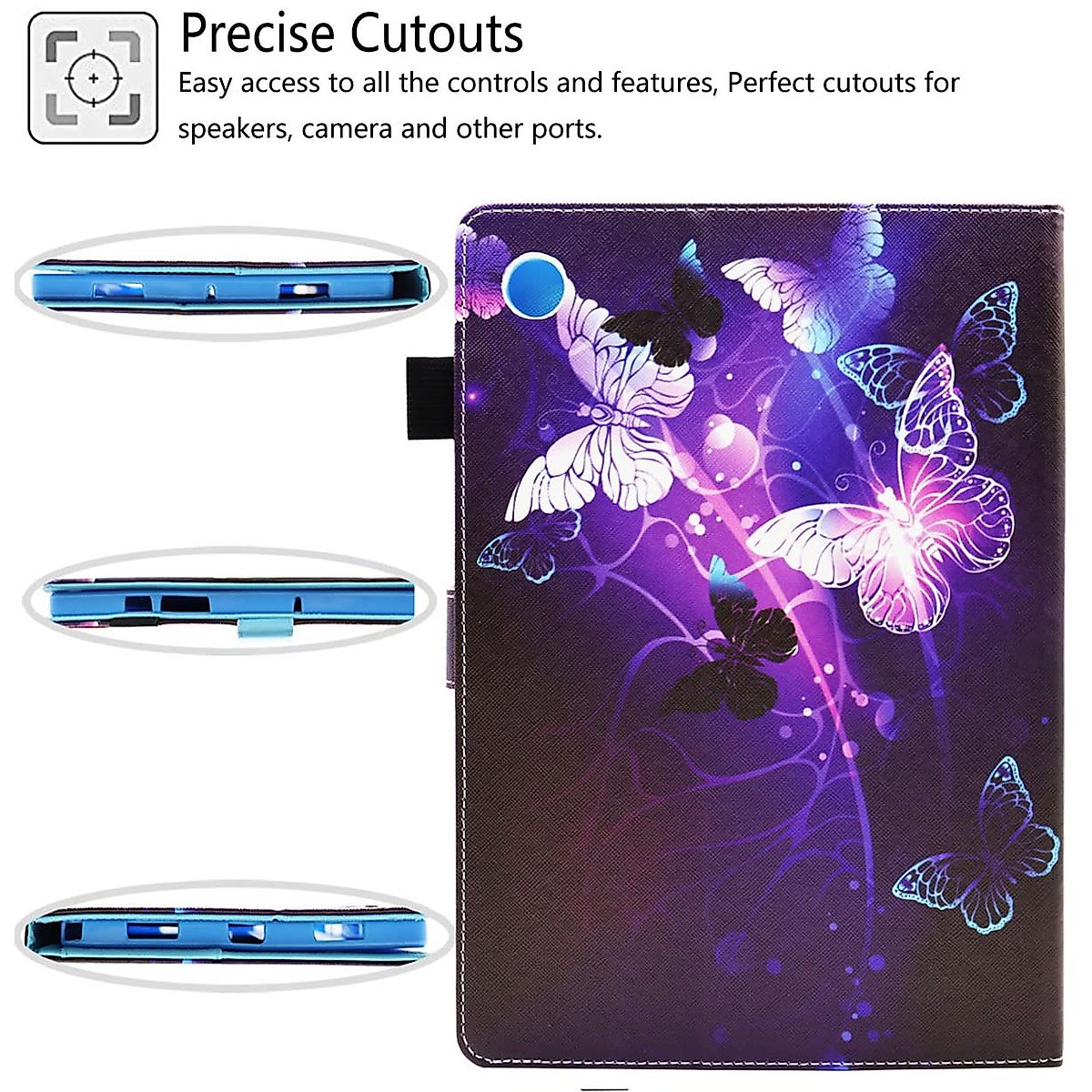Nannxiebky Samsung Galaxy Tab A8 Case 10.5 Inch 2022, Multi-Viewing Angle Folio Stand Case with Auto Sleep Wake Feature for Galaxy A8 Tablet 2022 Model SM-X200/X205/X207, 02 Purple Butterfly