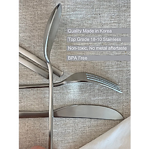 cozymomdeco Korean Made Stainless Steel Utensil Flatware Cutlery Korean Chopsticks and Spoon Set Fork Knife Spoon & Chopsticks, 4Pcs (Silver)