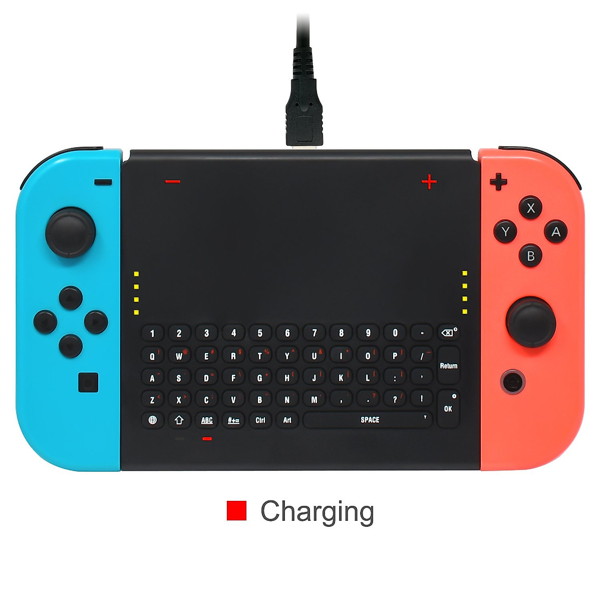 FYOUNG Wireless Keyboard Compatible with Nintendo Switch/Switch OLED, Wireless Gamepad Chatpad Message Keyboard for Switch, 2.4G USB Rechargable Handheld Remote Control Keyboard with a 2.4G receiver