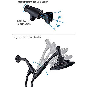 G-Promise Double Height Positioning Shower Head, High Pressure Shower Heads with Handheld Spray, Adjustable Metal Holder, Extra Long Stainless Steel Flexible Hose