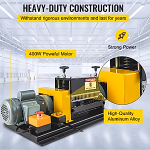 BestEquip Wire Stripping Machine 0.06" -1.5",Automatic or Hand-crank Wire Stripper Machine 11Holes & 10 Blades, Automatic Wire Stripping Tool Motor Rated Speed 1400Rpm,for Recycling Copper Wire