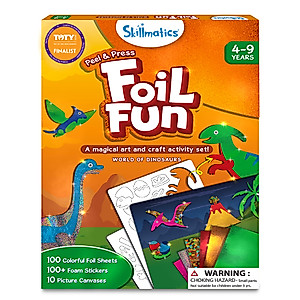 Skillmatics Art & Craft Activity - Foil Fun Dinosaurs, No Mess Art for Kids, Craft Kits & Supplies, DIY Creative Activity, Gifts for Boys & Girls Ages 4, 5, 6, 7, 8, 9, Travel Toys