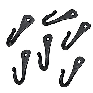 Hand Forged Metal Wall Hook Set of 6 Pcs Wrought Iron Wall Mounted Coat Hook Blacksmith Metal Wall Hook Rack Handmade Rustic Wall Hook Classic Look Black Antique Finish Wall Hooks by Living Ideas