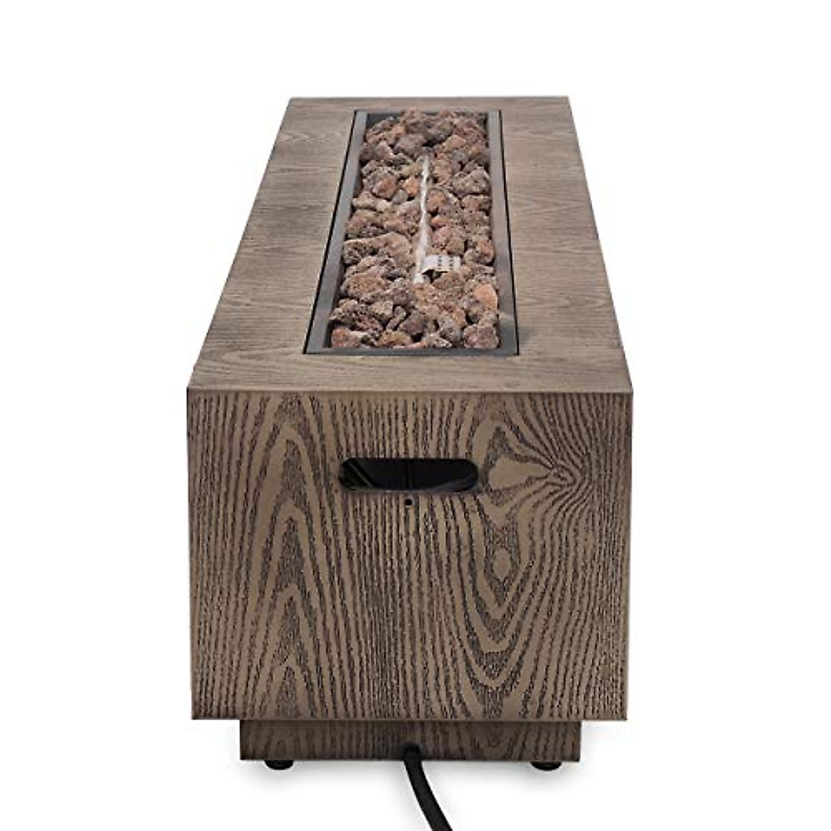 Christopher Knight Home Abbott Outdoor Rectangular Fire Pit with Tank Holder, Brown Wood Pattern
