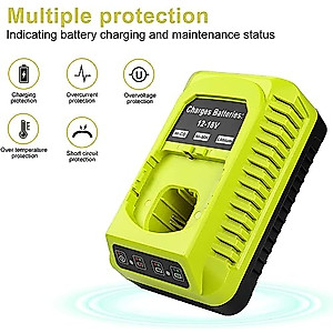 Powilling P117 Dual Chemistry IntelliPort Charger Li-ion & Ni-cad Ni-Mh Battery Charger 12V MAX and 18V MAX for Ryobi ONE Plus