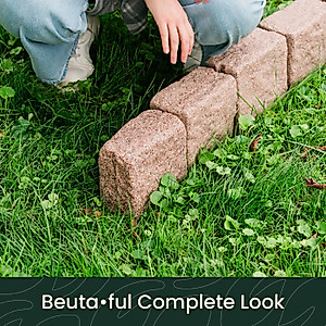 Beuta Cobblestone End Block – Landscape Edging for Lawn & Garden, Easy No Dig Installation and Connects to Other Beuta Blocks, Heavy Duty Composite Resin Flex Wall Stone - 1 pc.