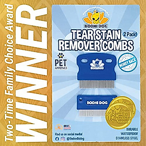 Bodhi Dog Tear Eye Stain Remover Combs | Set of 2 | Clean and Remove Crust, Dirt, Buildup around Pet Eyes | Best for Dogs & Cats Fur and Coats