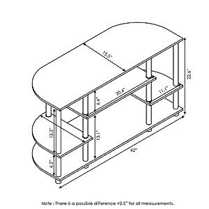 Furinno JAYA Simple Design Corner TV Stand, French Oak Grey/Black, 42.04 x 22.75 x 15.55 Inches
