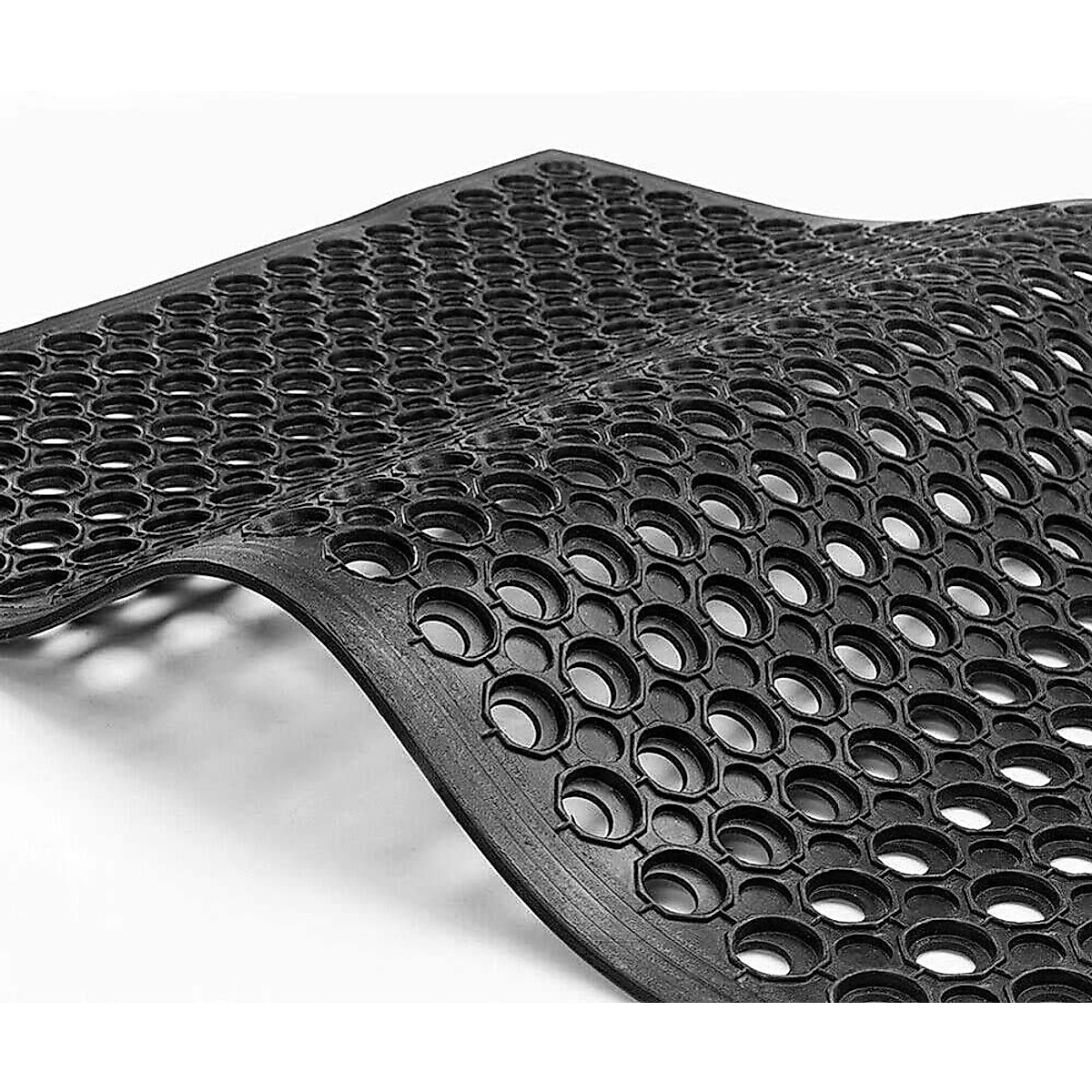 tonchean Rubber Drainage Floor Mat 83x35in Commercial Anti-Fatigue Rubber Floor Mats with Holes Restaurant Bar Floor Mat Heavy Duty Drainage Mat for Restaurant Kitchen Bar Garden Outdoor Wet Area