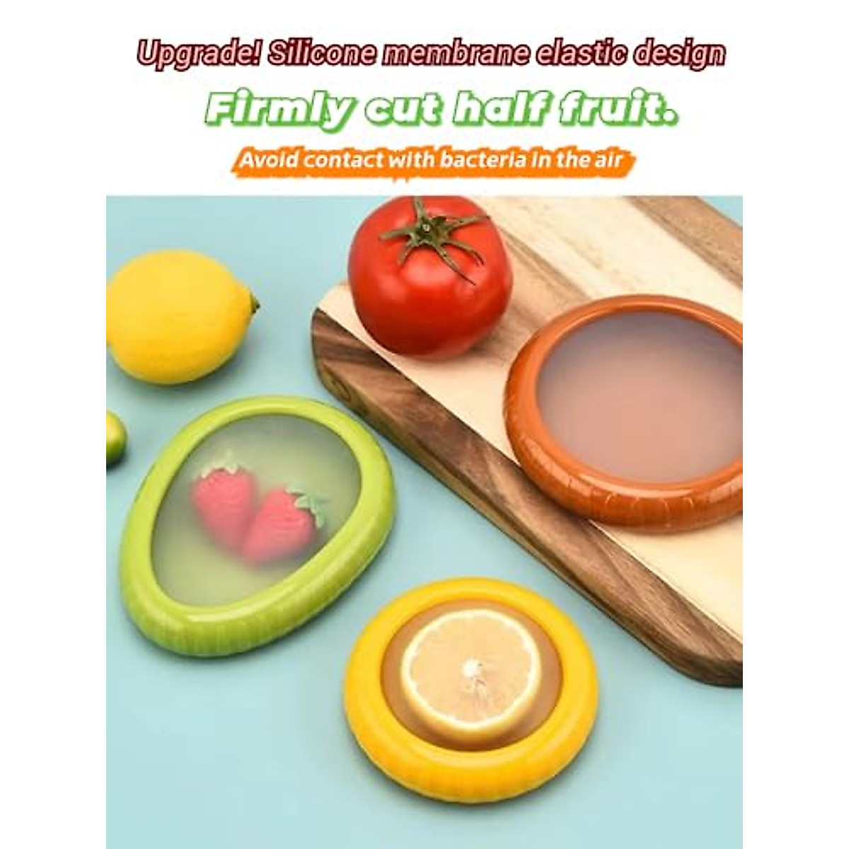 WYMZF Silicone Fruit Storage Containers, Fruit and Vegetable Anti-oxidation Storage Box for Fridge, Onion Storage and Avocado Saver Gadgets Set Ideal for Kitchen. (Mix-4set)