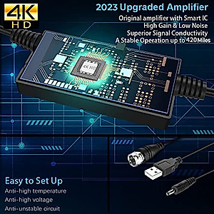 Amplified HD Digital Indoor/Outdoor TV Antenna Long 420+ Miles Range,Support 360°Reception 4K 1080p for Smart/Old Television,Amplifier Signal Booster for Local Channels-18ft Coaxial Cable