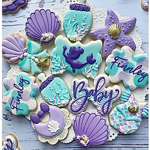 Q-BAKER Mermaid Cookie Cutters,Mermaid tail, Starfish, Seashell-Stainless Steel Holiday Cookie Cutters Shapes for Baking Gift