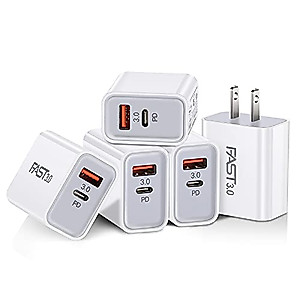 20W USB C Wall Charger Block 5 Pack Boxeroo Dual Port PD Fast Type C Charging Block USB C Adapter Plug for iPhone 14 13 12 11 Pro Max Mini XS XR X 8, Google Pixel 6 5, Samsung Galaxy (White)