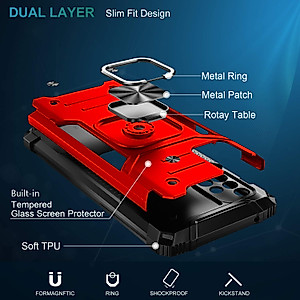 IKAZZ for Galaxy A51 5G Case with Screen Protector,Dual Layer Soft Flexible TPU and Hard PC Anti-Slip Full-Body Rugged Protective Phone Cover with Kickstand Red