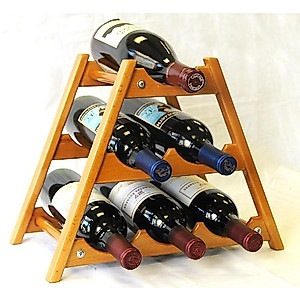 sfDisplay.com, Factory Direct Display Cases Wine Rack Wood -6 Bottles Hardwood Stand -Black