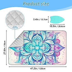 GOODOLD Mandala Ironing Mat Portable Travel Ironing Pad for Washer,Dryer,Table Top, Iron Board Alternative Cover, Large Heat Resistant Ironing Blanket